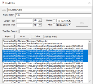 Find Files tool for Windows - AlgoMachines